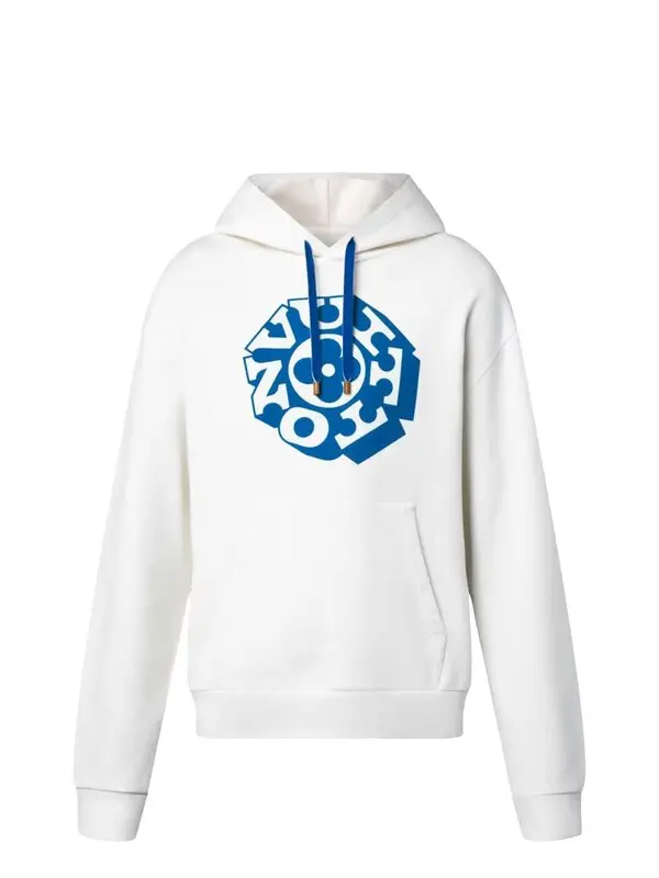 LOUIS VUITTON X Nigo Printed Signature Hoodie - Milky White