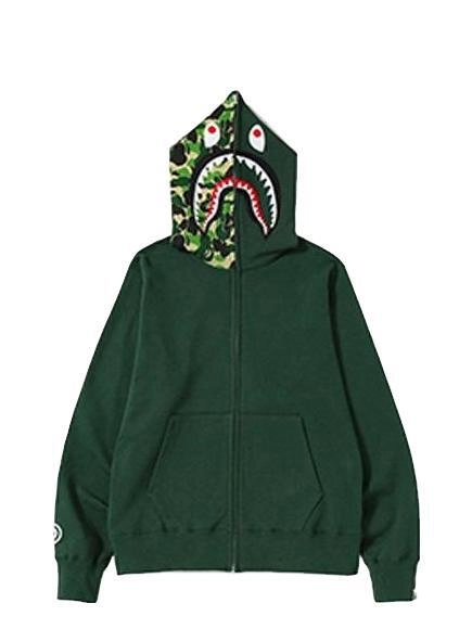 A BATHING APE Shark Camo Full Zip Hoodie - Tan