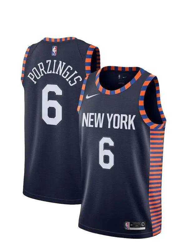 Nike Nba Nyc Knicks Porzingis City Edition Swingman Jersey - Black