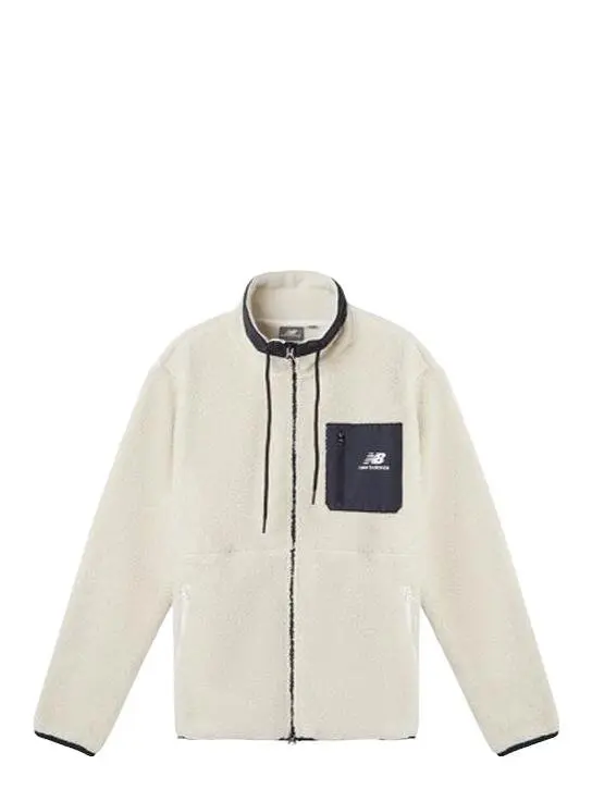 NEW BALANCE Stand Collar Lamb's Wool Jacket - White
