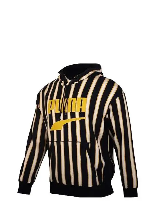 PUMA Striped Hoodie With Logo - Black/yellow/white