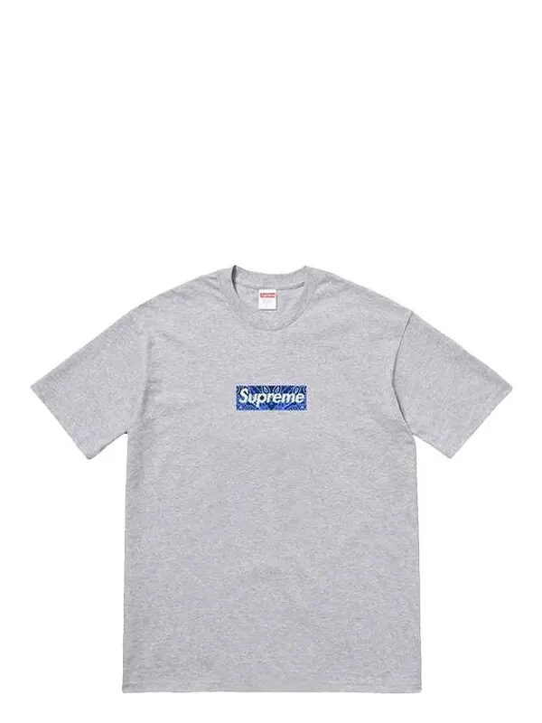 Supreme Fw19 Week 17 Bandana Box Logo Tee Cashew Short Sleeve Gray - Grey