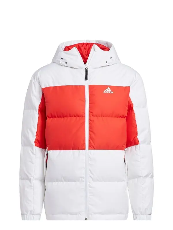 Adidas Colorblock Hooded Down Jacket - White/red