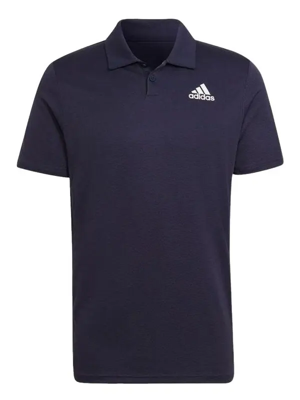 Adidas Logo Printing Solid Color Short Sleeve Polo Shirt Navy Blue - Multi-color