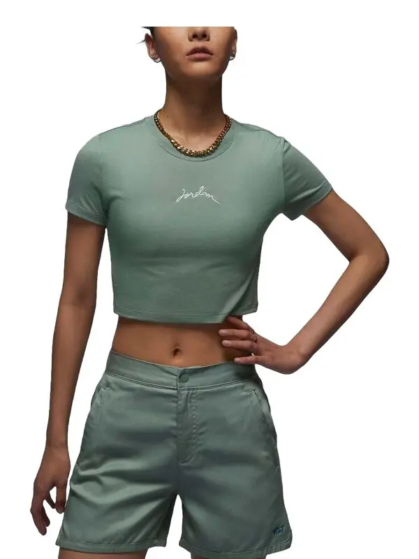 JORDAN Graphic Slim Fit Crop T-shirt - Light Green
