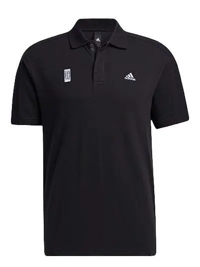 Adidas Series Logo Solid Color Short Sleeve Polo Shirt - Black