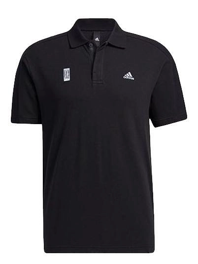 Adidas Series Logo Solid Color Short Sleeve Polo Shirt - Black