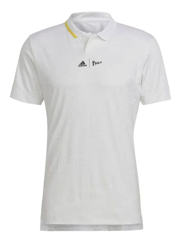 Adidas Colorblock Logo Tennis Short Sleeve White Polo Shirt - Default Color
