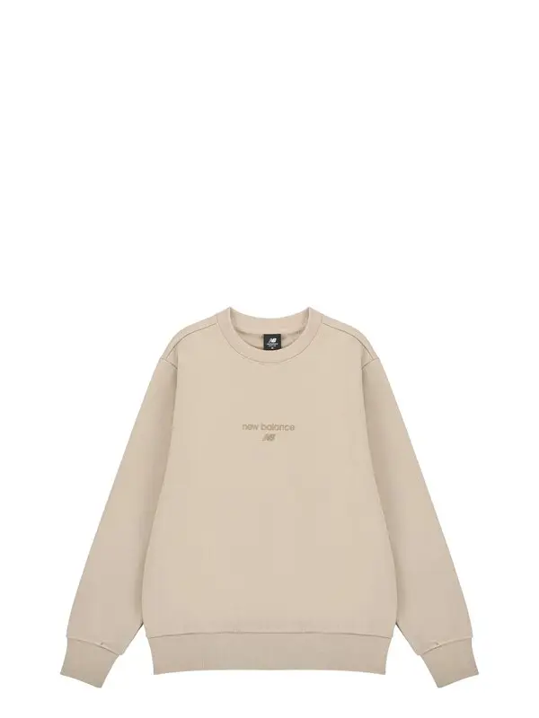 NEW BALANCE Solid Color Round Neck Sports Pullover - Khaki