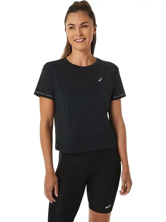 Asics Race Crop Top - Black/grey/white