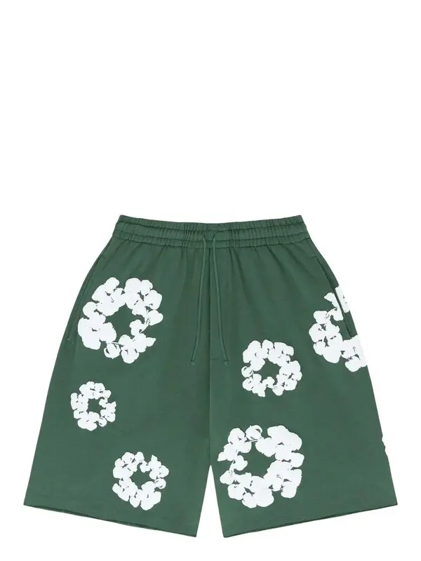 DENIM TEARS Cotton Wreath Logo Shorts - Green/white