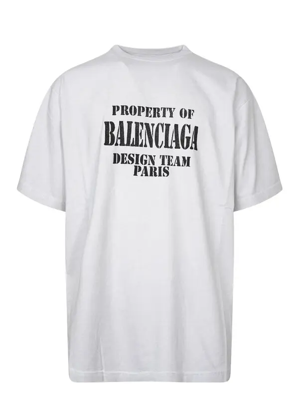 Balenciaga Property Vintage T-shirt Large Fit 'white Black - White/black