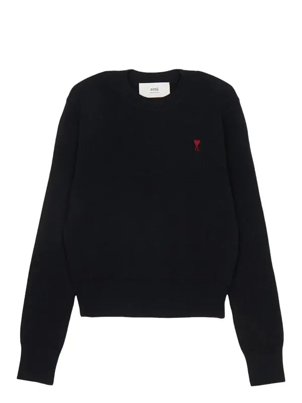 Ami Wool De Coeurs Crewneck Sweater - Black
