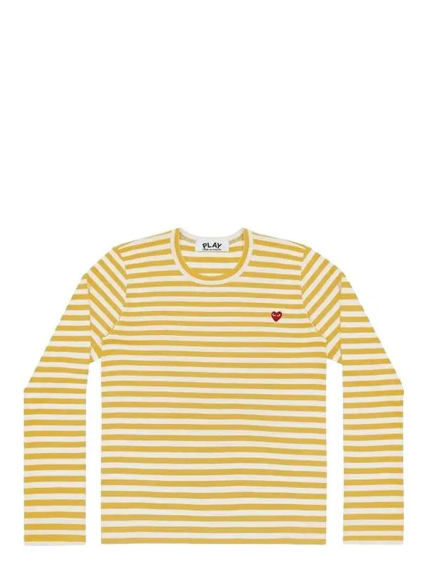 Play Comme Des Garcon Striped Long Sleeve T-shirt - Yellow/white