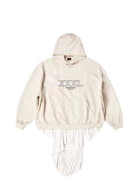 Balenciaga Xxxl Patched Oversized Hoodie - Ecru