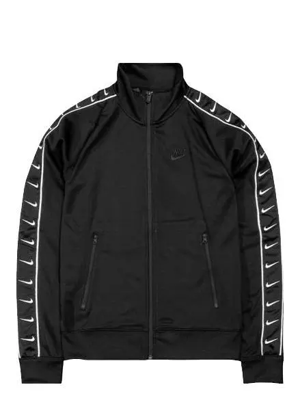 Nike Logo Stand Collar Zip-up Track Jacket - Black