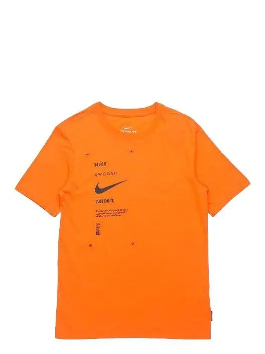Nike Swoosh Club Printing Alphabet Sports Round Neck Short Sleeve - Orange