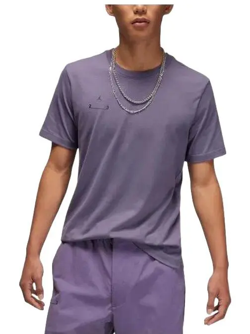 JORDAN Solid Color Round Neck Pullover Brand Alphabet Pattern Short Sleeve T-shirt Canyon Purple - Default Colorway