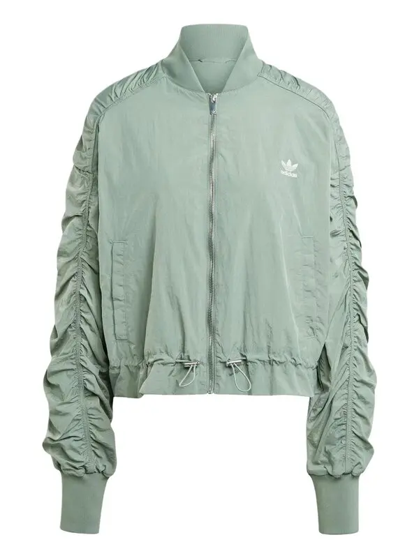 Adidas Lightweight Bomber Jacket With Ruched Sleeves - Trace Green