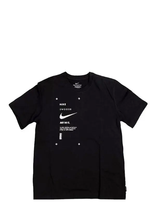 Nike Minimalistic Alphabet Logo Printing Casual Round Neck Short Sleeve Black T-shirt - Default Color