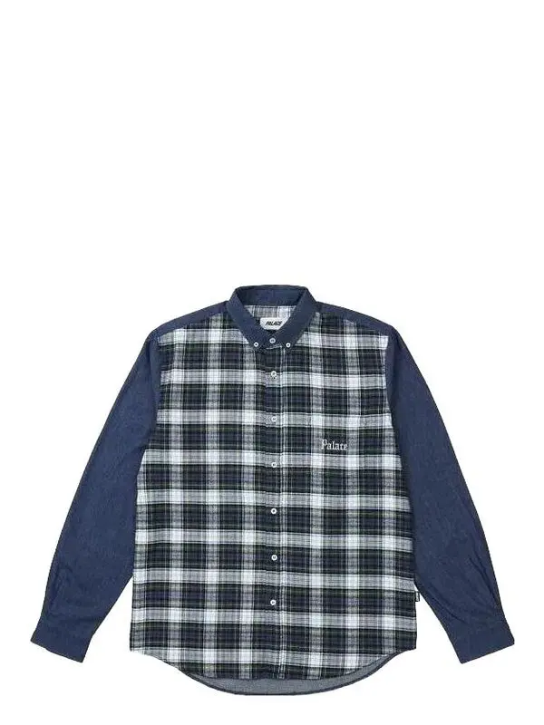 PALACE Check Panel Chambray Shirt - Blue