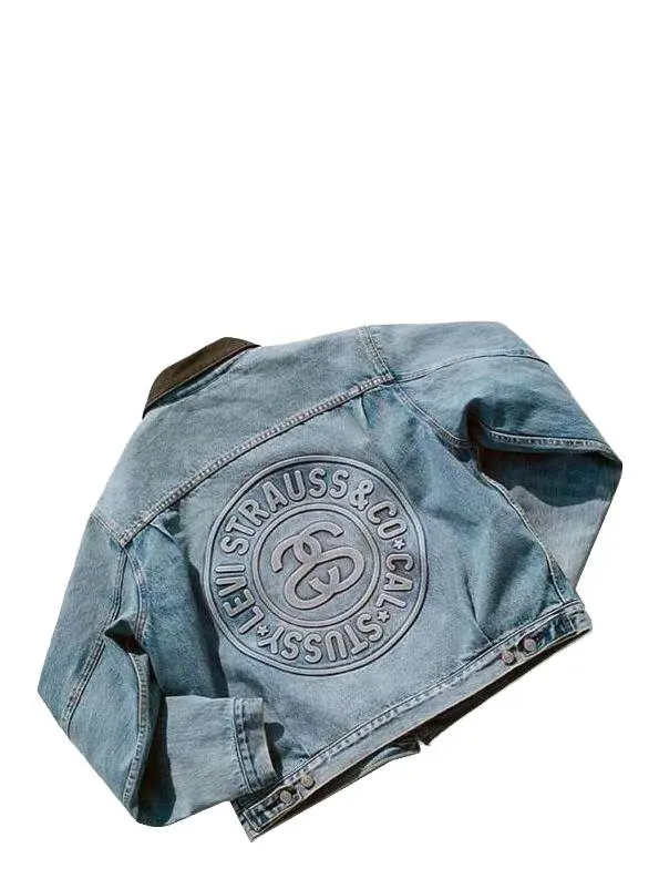 StÜssy X Levi's Embossed Praglad Trucker Jacket - Blue