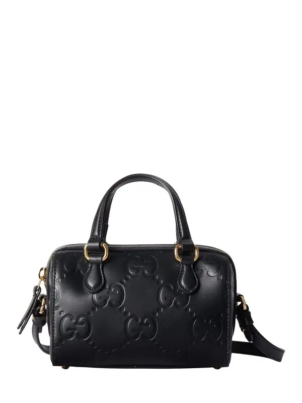 Gucci Gg Embossed Top Handle Bag - Black