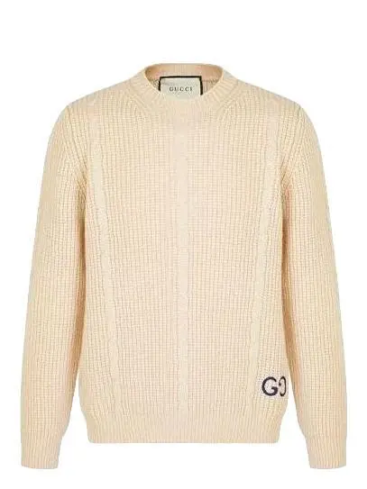 Gucci Waffle-knit Gg Jumper - Beige