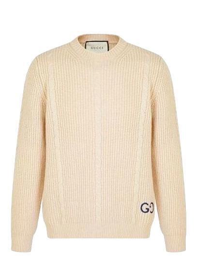 Gucci Waffle-knit Gg Jumper - Beige