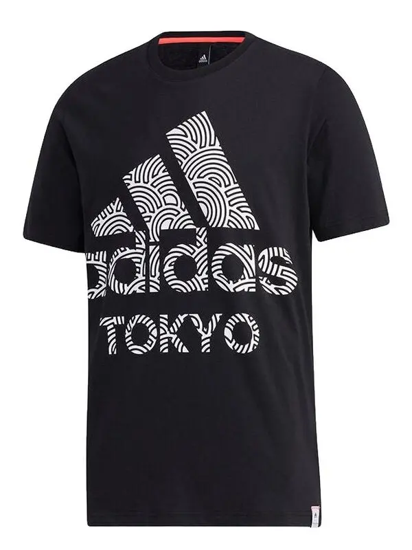 Adidas Tyo Ss Tee M Alphabet Printing Casual Sports Short Sleeve - Black