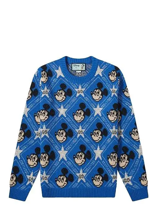 Gucci X Disney Mickey Mouse Patterned Crewneck Sweater - Blue