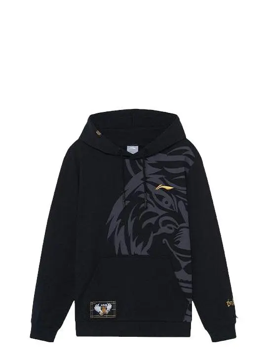 LI-NING Badminton Series Loose Pullover Hoodie - Black/white