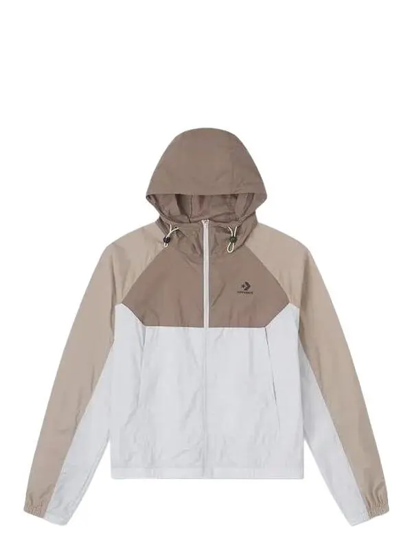 CONVERSE Lightweight Hooded Windbreaker Jacket - Beige/white