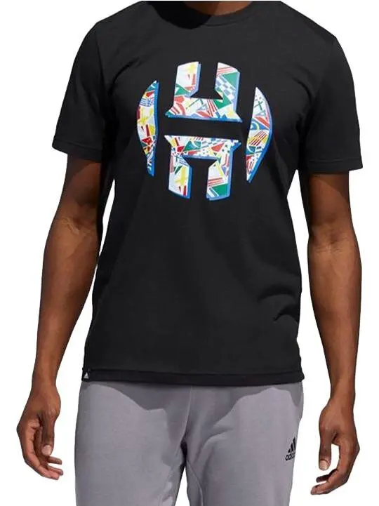 Adidas Batw Hrdn Logo Sports Basketball Short-sleeve Tee - Black