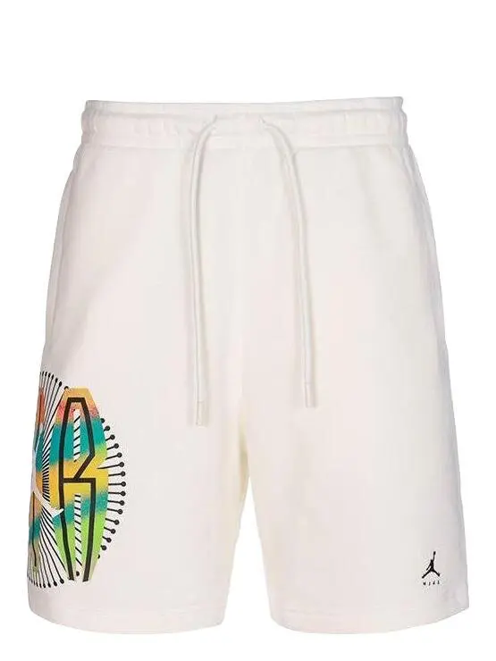 JORDAN Graphic Print Casual Shorts - White
