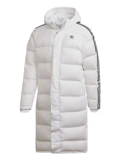 Adidas Originals Long Down Jacket With Hood - White