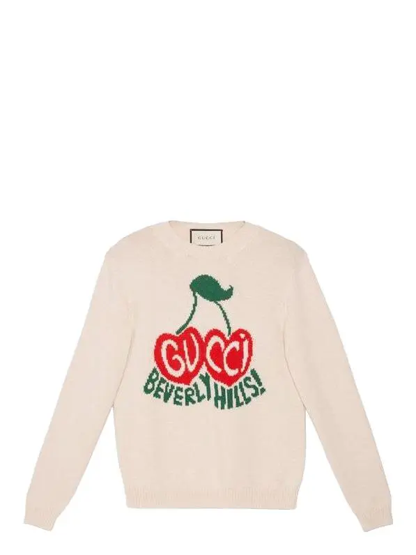 Gucci Cherry Intarsia Wool Sweater - Ivory
