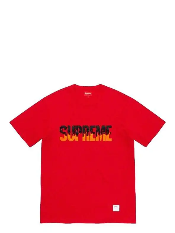 Supreme Fw19 Week 1 Flame S/s Top Logo Short Sleeve - Red