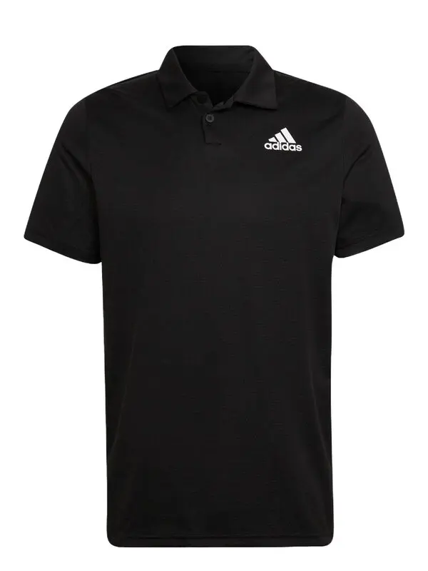 Adidas Solid Color Tennis Sports Short Sleeve Polo Shirt Black - Multi-color