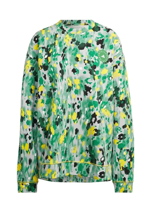 Adidas Stella Mccartney Floral Print Sweatshirt - White/clear Onix/yellow