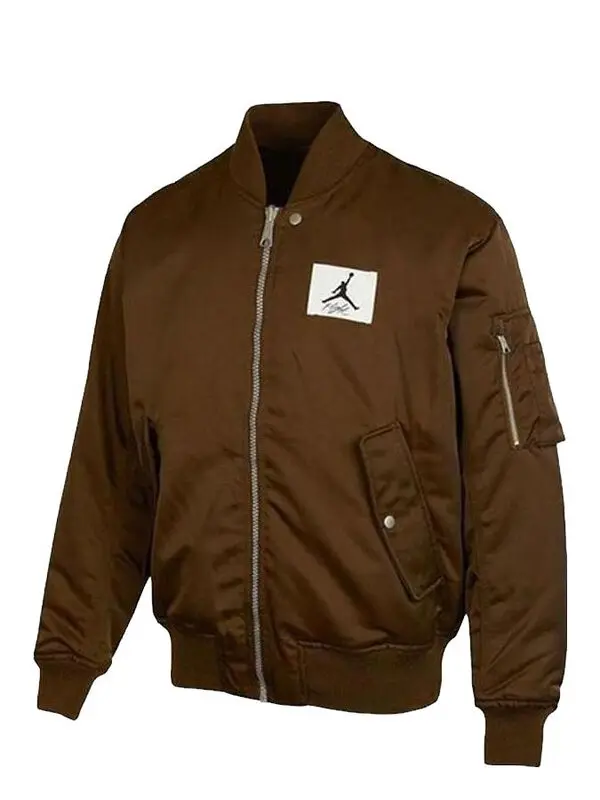 JORDAN Logo Patch Bomber Jacket - Kahki