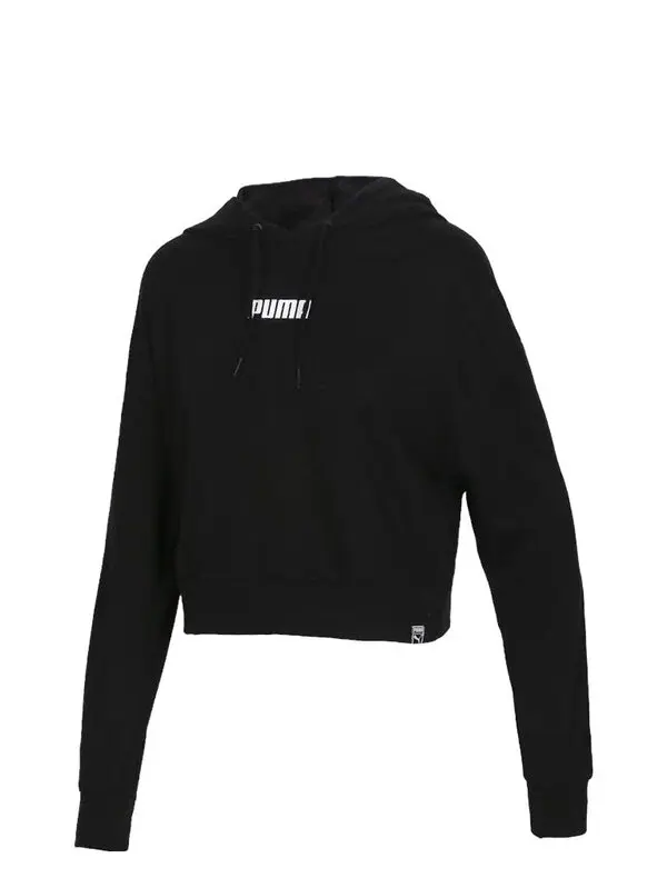 PUMA Logo Cropped Hoodie - Black/white