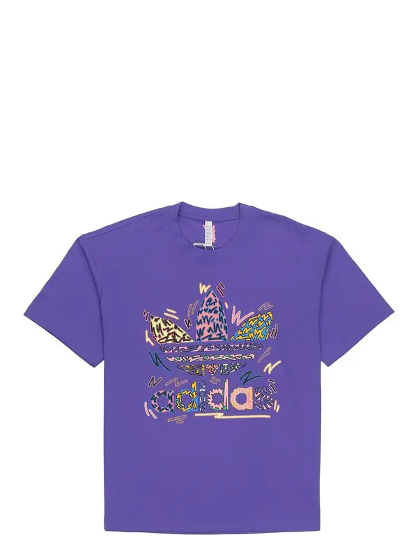 Adidas Originals Large Logo Alphabet Round Neck Casual Sports Short Sleeve Couple Style Purple - Default Color