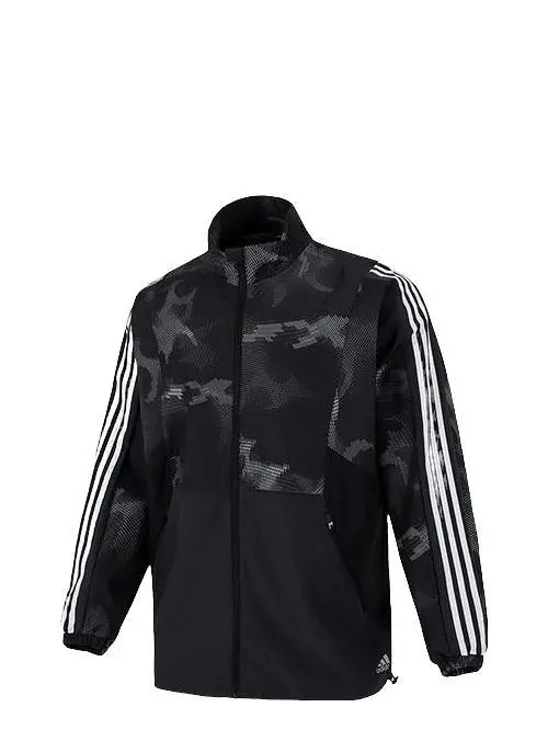 Adidas Camouflage Stand Collar Zip-up Jacket - Black