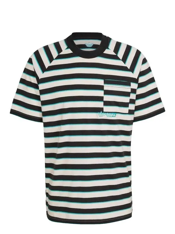 Adidas Originals Pocket Stripe Round Neck Short Sleeve Green - Default Color