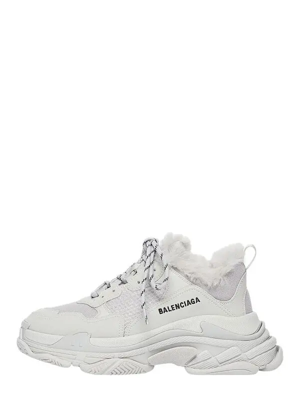 Balenciaga Triple S Sneakers With Faux Fur Detail - Grey