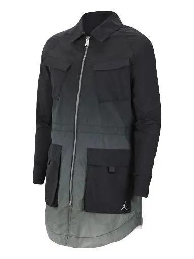 JORDAN Air Logo Printing Multiple Pockets Coat - Black