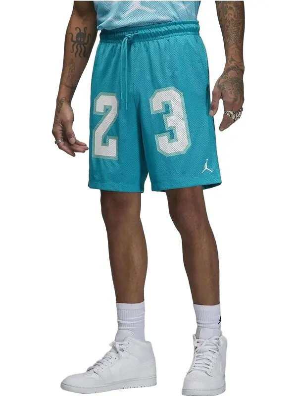 JORDAN Air Essentials Graphic Mesh Shorts - Aquatone/white