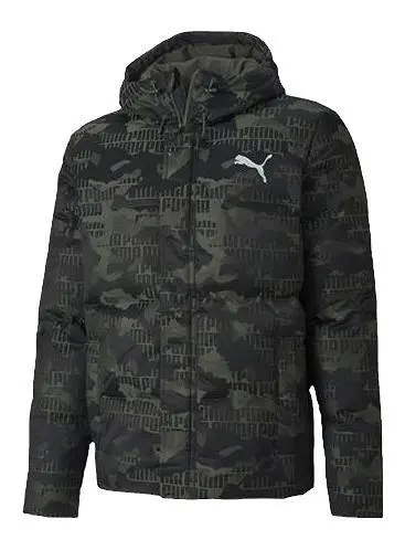PUMA Camouflage Padded Down Jacket - Green/white
