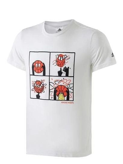 Adidas Basketball Cartoon Printing Short Sleeve - White
